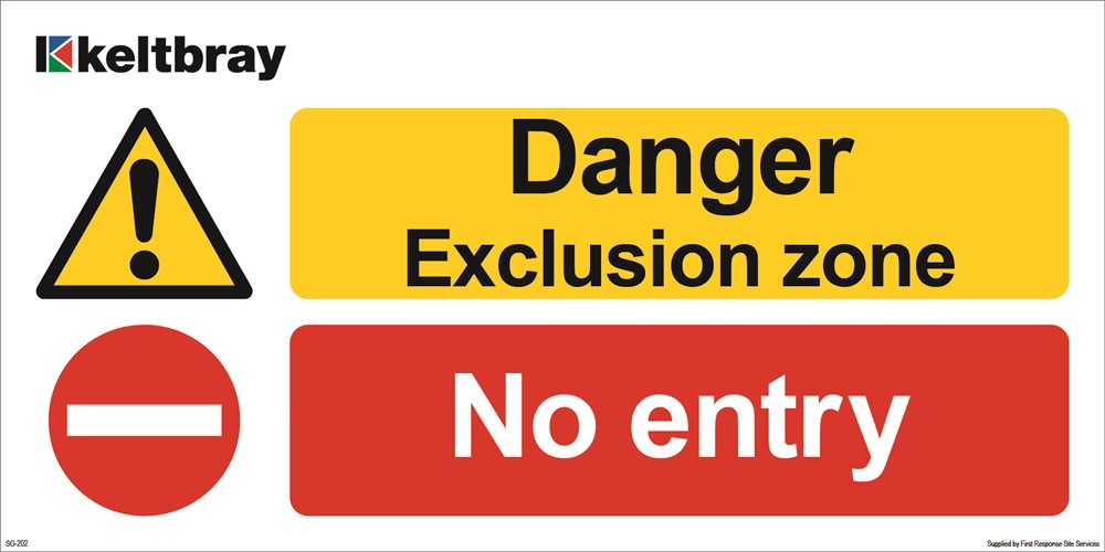 First Response Site Services. Danger Exlusion Zone, No Entry (Yellow ...